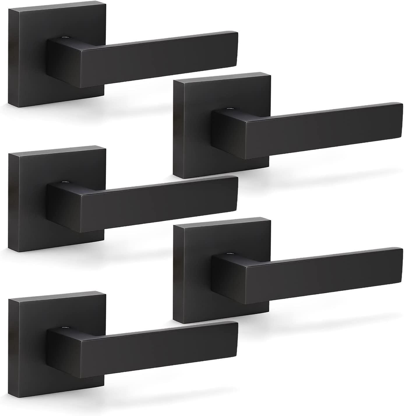 5 Pack Square Dummy Door Levers Heavy Duty Matte Black Door Handles for ...