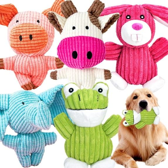 5 Pack Squeaky Dog Toys, Tough Stuffed Plush Puppy Tough Chew Toys ...