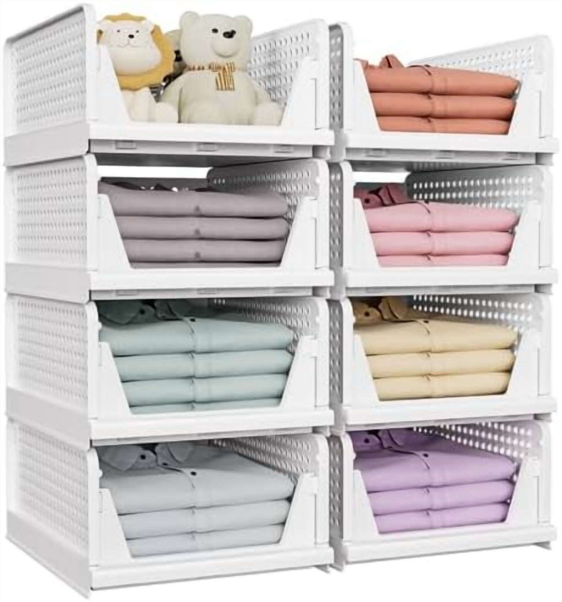 5 Pack Stackable Closet Organizer Box, Multifunctional & Foldable ...