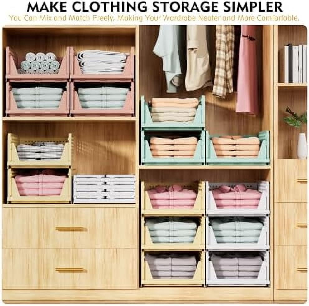 5 Pack Stackable Closet Organizer Box, Multifunctional & Foldable ...