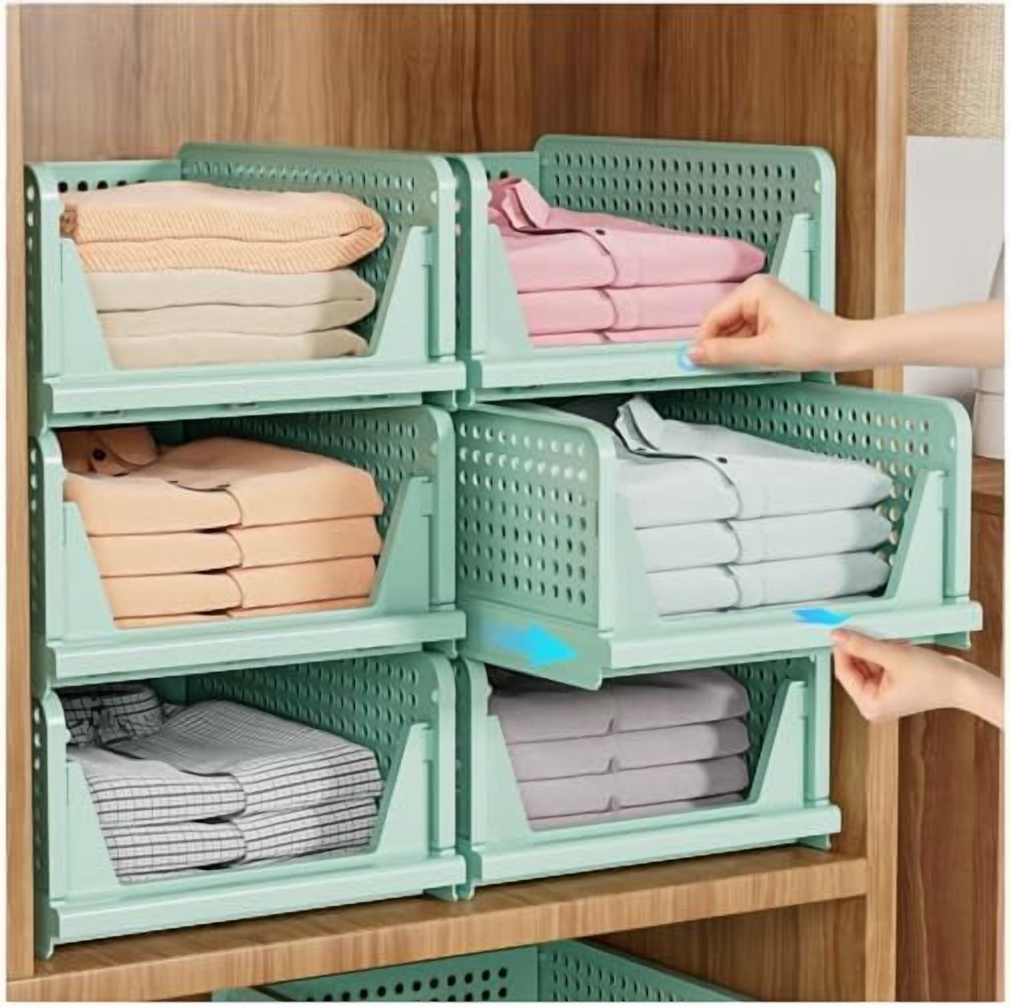 5 Pack Stackable Closet Organizer Box, Multifunctional & Foldable ...