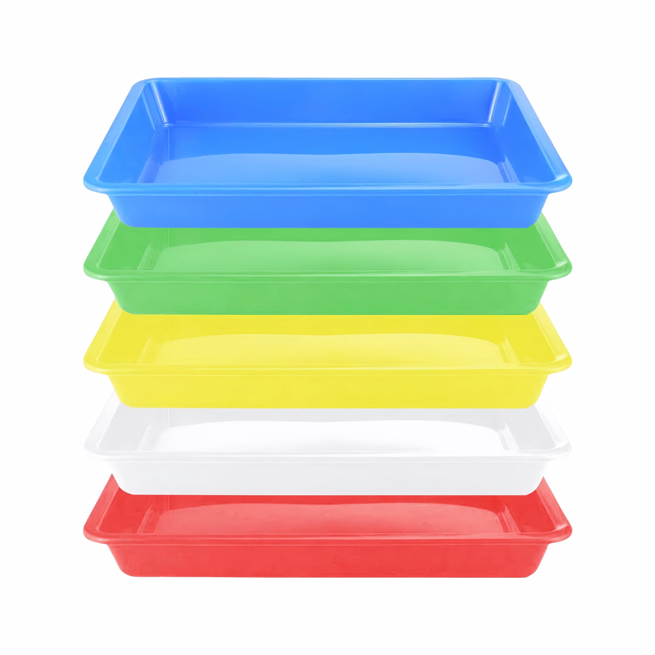 5 Pack Stackable Plastic Tray Serving Trays Art Trays – 5-Color Craft ...