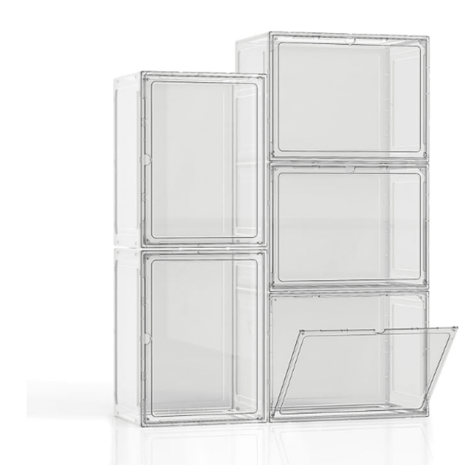5 Pack Stackable Storage Bins with Lids, Plastic Storage Container with ...