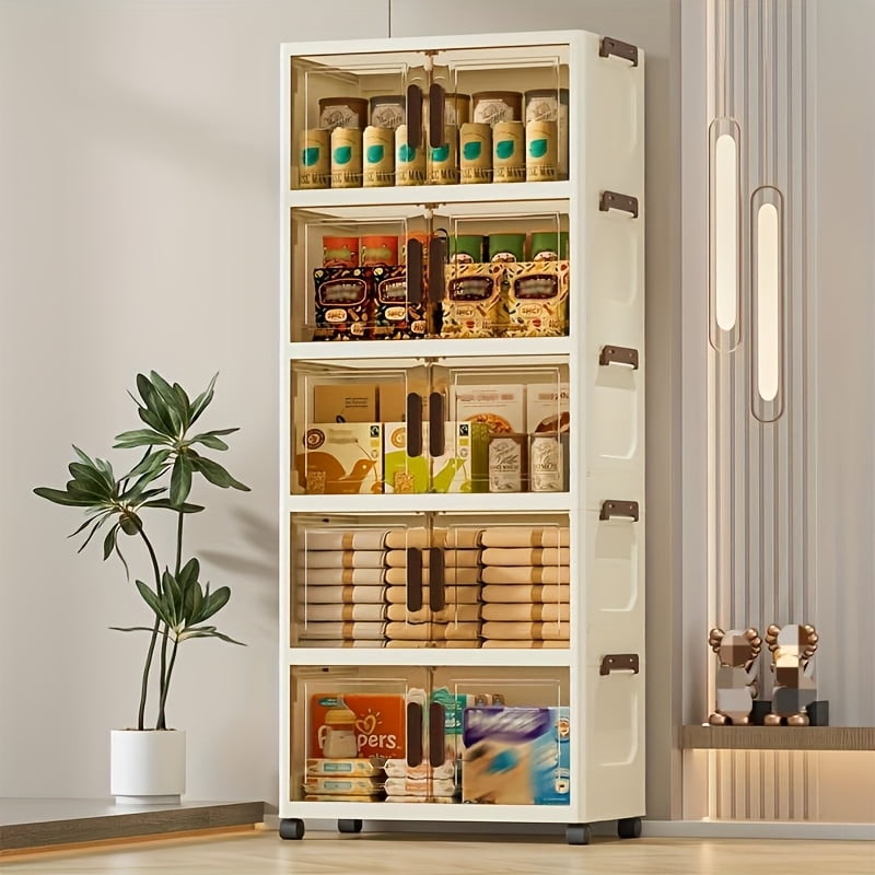 5-Pack Stackable Storage Bins with Rolling Drawers - Space-Saving ...