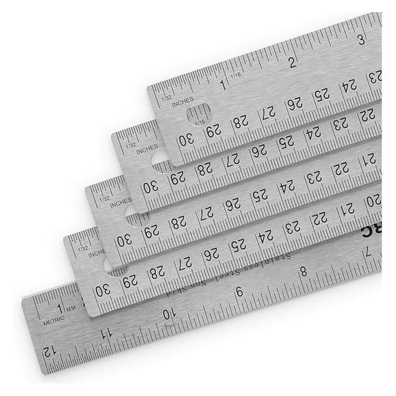 5 Pack | Stainless Steel 12 Inch Metal Ruler Non-Slip Cork Back, with ...