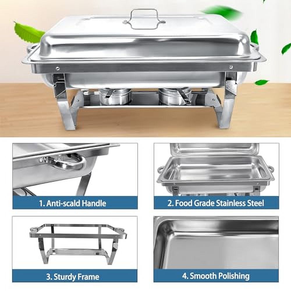 5 Pack Stainless Steel Chafing Dishes 8 Quart Full Size Chafing Dish ...