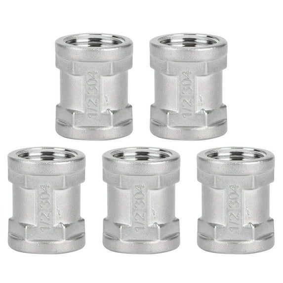 5-Pack Stainless Steel G1/2" Female Threaded Pipe Connector Fittings ...