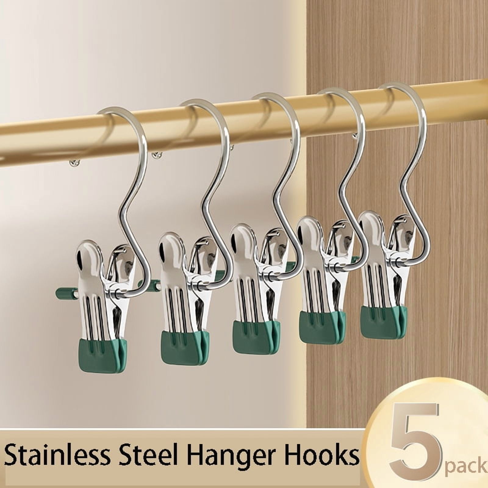 5 Pack Stainless Steel Hanger Hooks for Closet,Stainless Steel Hanging ...