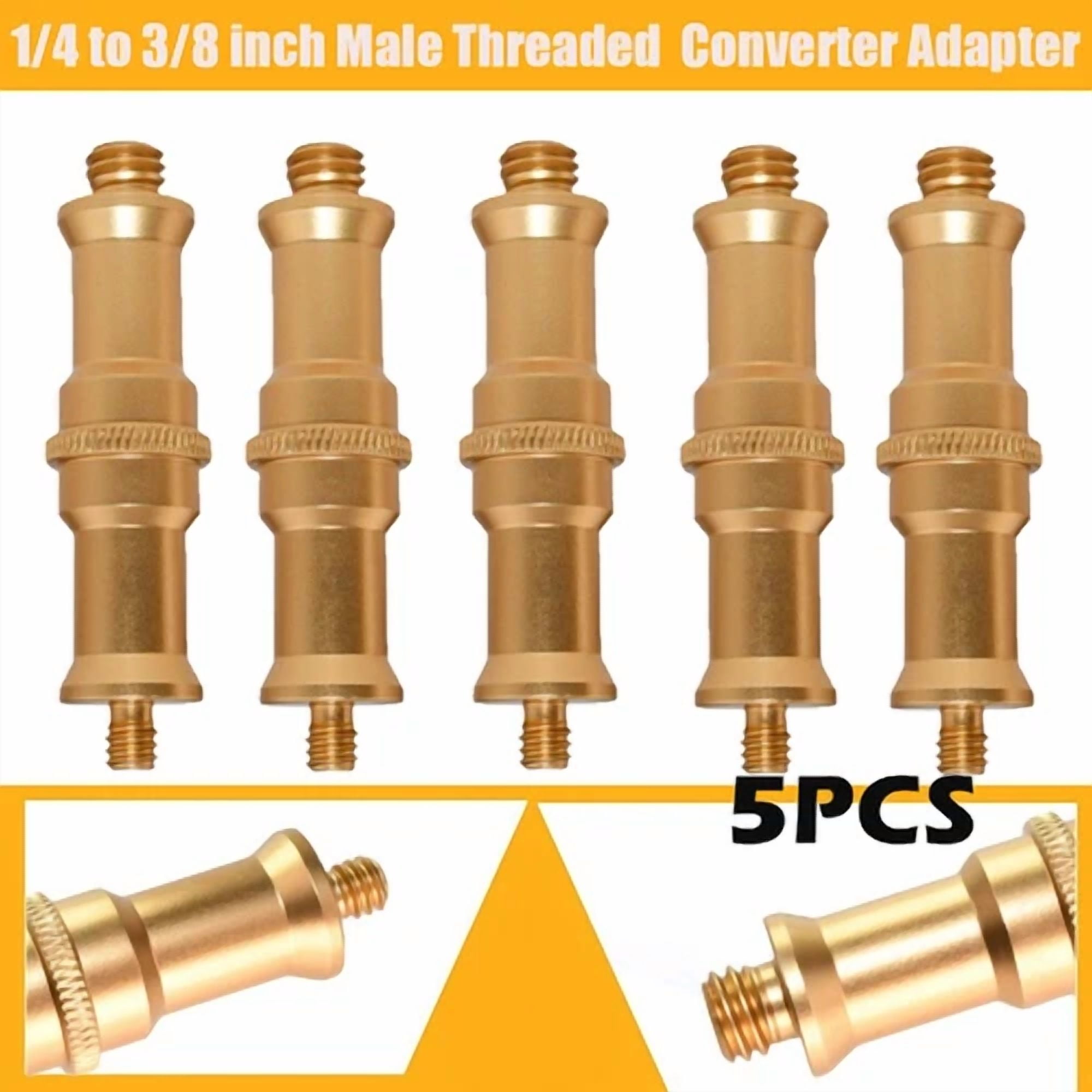 5-Pack Standard 1/4"To 3/8"Metal Male Converter Threaded Screw Adapter ...