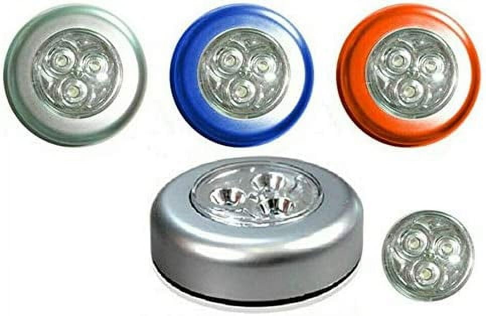 5 Pack Stick On Push Light 4LED Battery-Powered Night Light Blue ...