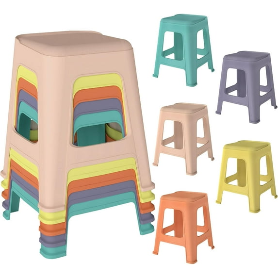 5 Pack Stools for Classroom, Wanan 18.8" H Stackable Colorful Nesting ...