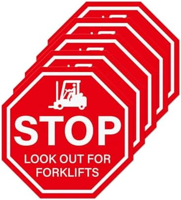 5 Pack Stop Look Out For Forklift Traffic Sign 17 × 17 Inches Caution ...