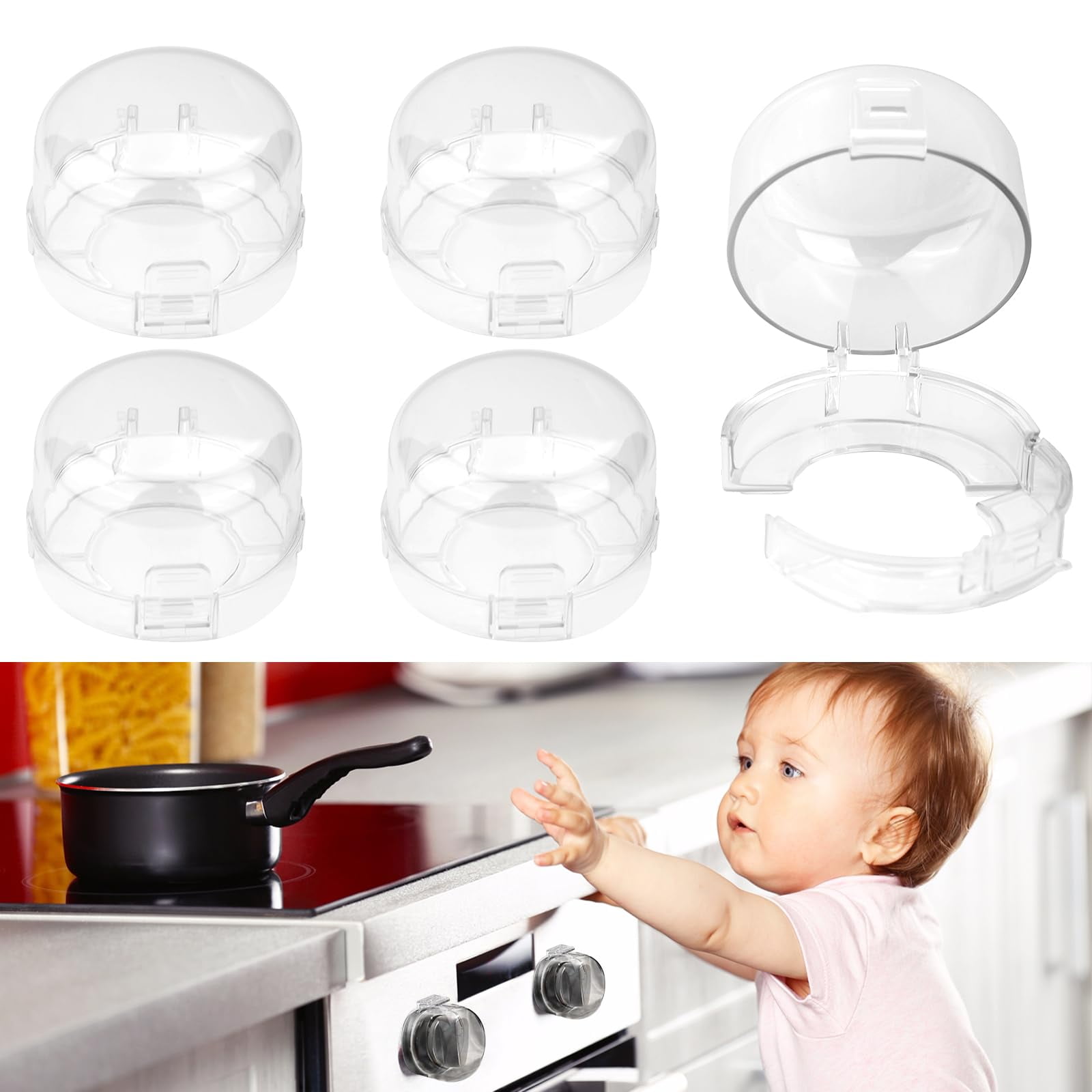 5-Pack Stove Knob Safety Covers Upgraded Press Gas Stove Knob Locks ...