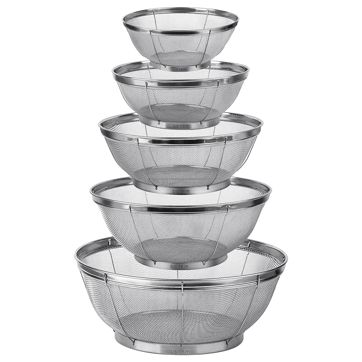 5 Pack Strainers for Kitchen, Colander, Fine Mesh Strainer for Pasta ...