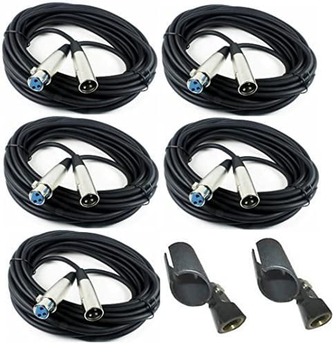 5 Pack Studio Z Microphone Cable Pack 20 FT Mic Cables 5 XLR Low Z ...