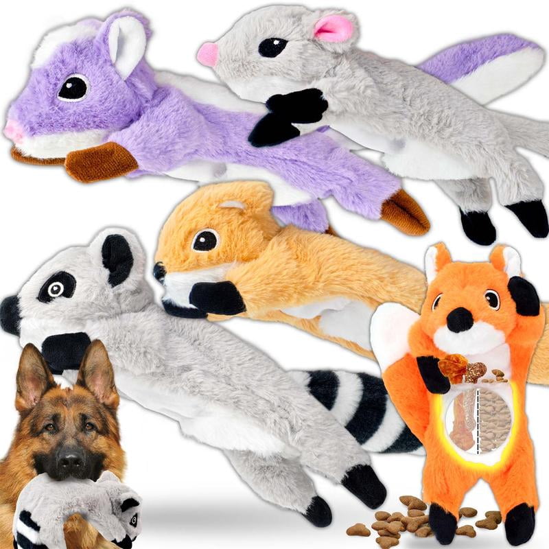5-Pack No Stuffing Dog Squeaky Toys, Plush Crinkle Dog Chew Toys Bundle ...