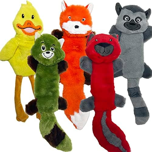 5 Pack Stuffingless Dog Squeaky Toys Dog Toy w/Durable Liner No ...