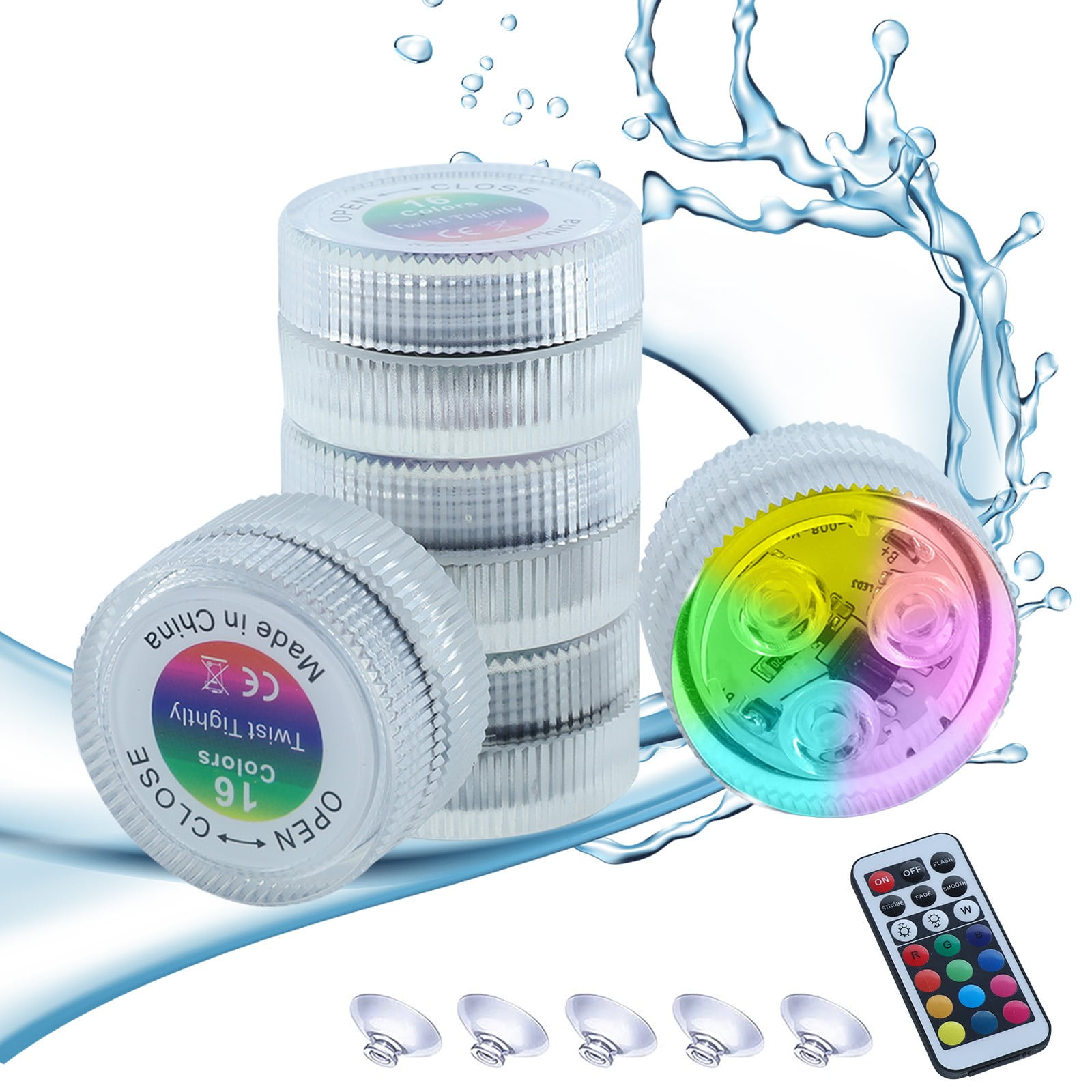 5-Pack Submersible LED Pool Lights | IP68 Waterproof | 15 Color ...