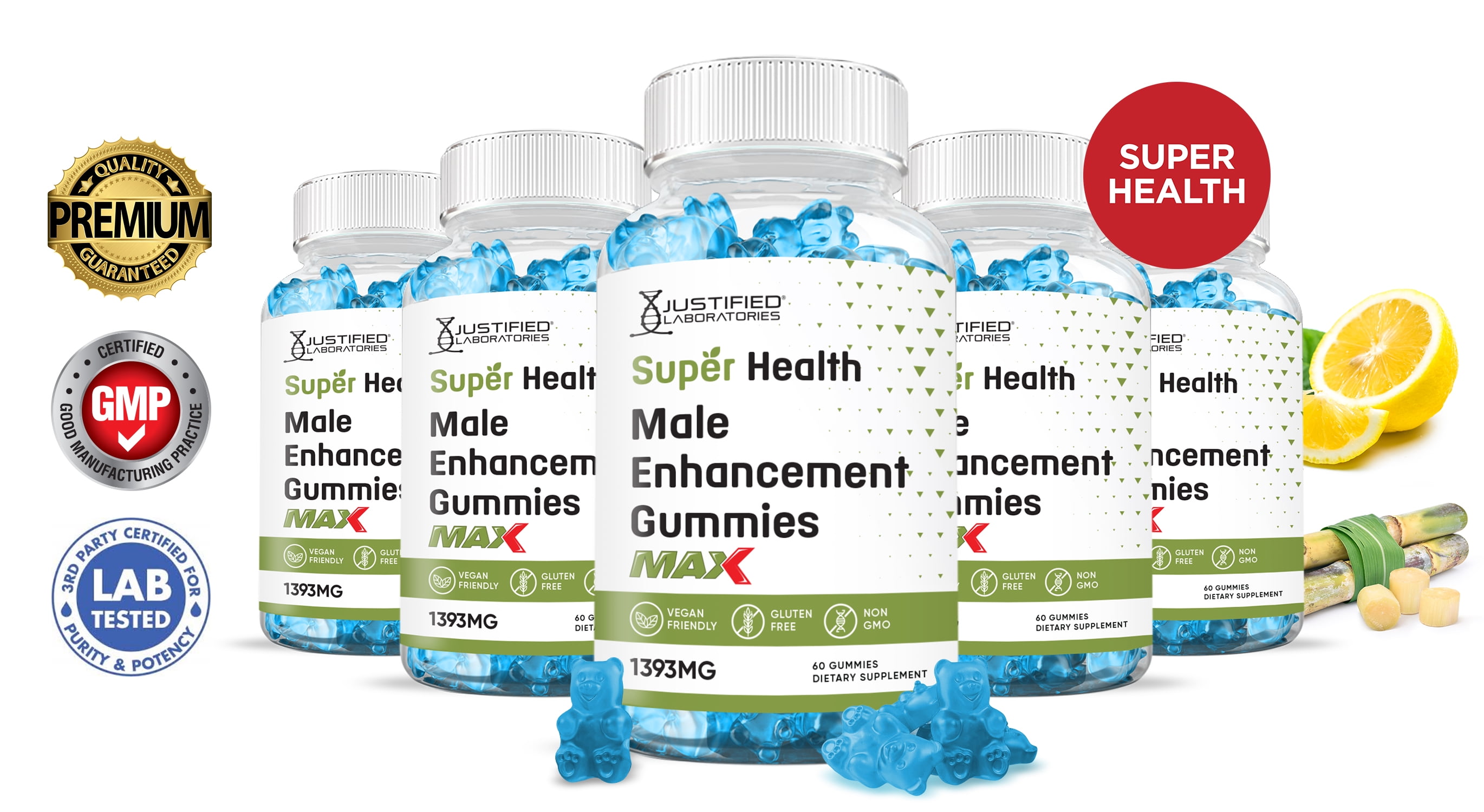(5 Pack) Super Health Male Enhancement Max Gummies 1393MG 300 Gummys ...