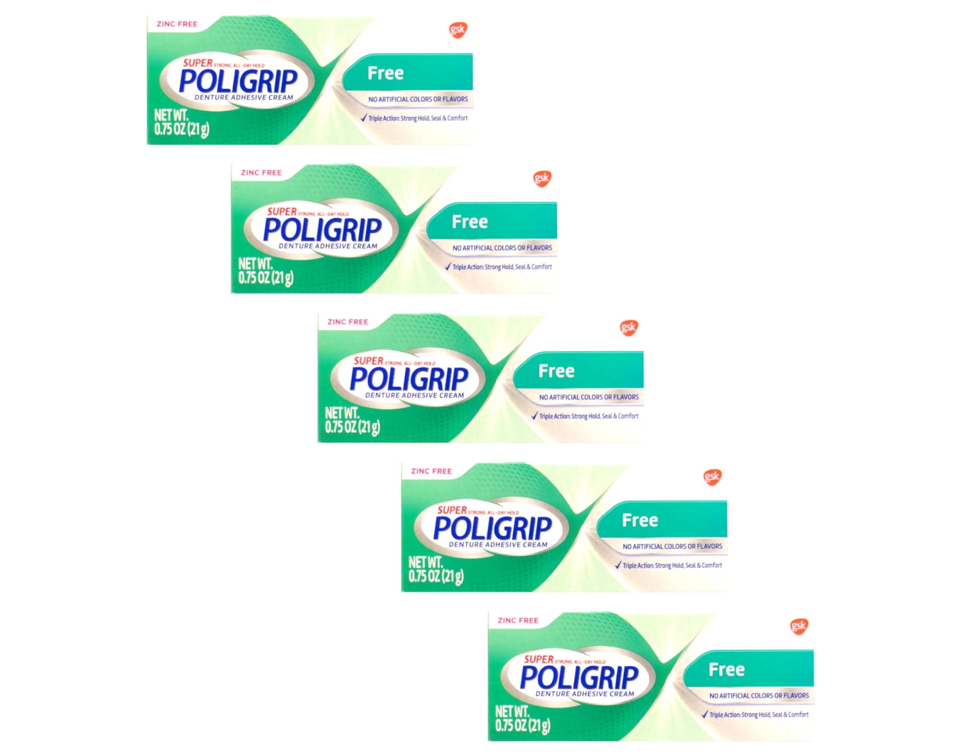 Poligrip Denture Adhesive Cream, Zinc-Free, 0.75 oz, Strong All-Day ...
