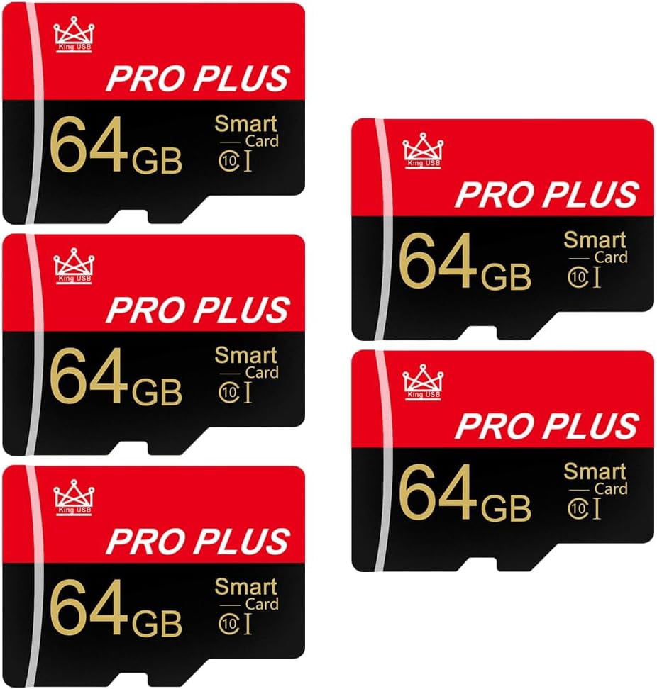 5 Pack TF Card 64GB with Adapter, High Speed Memory Card, UHS-I C10 A1 ...