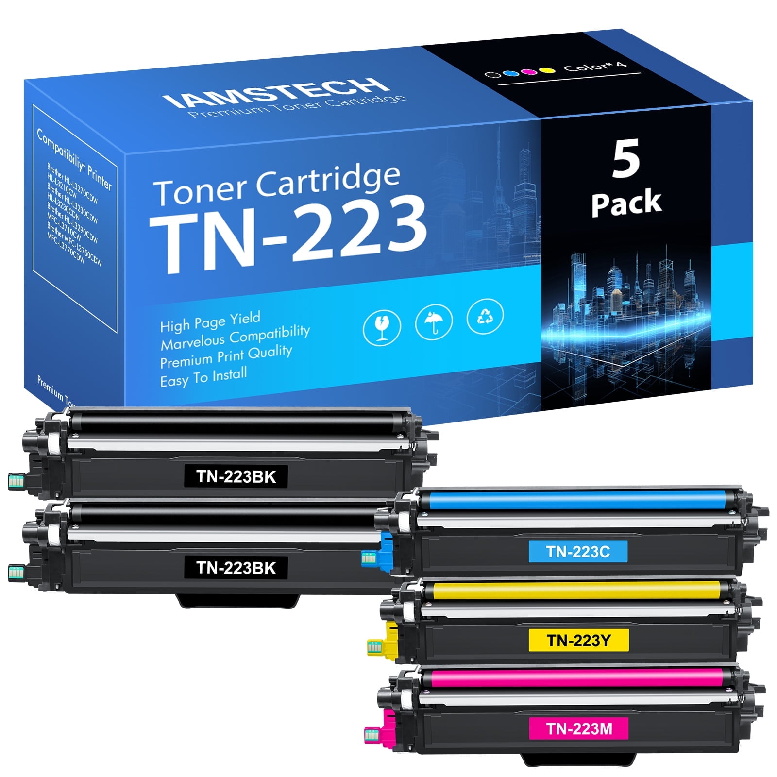 5-Pack TN223 Toner Cartidge Replacement Compatible for Brother TN223 TN ...