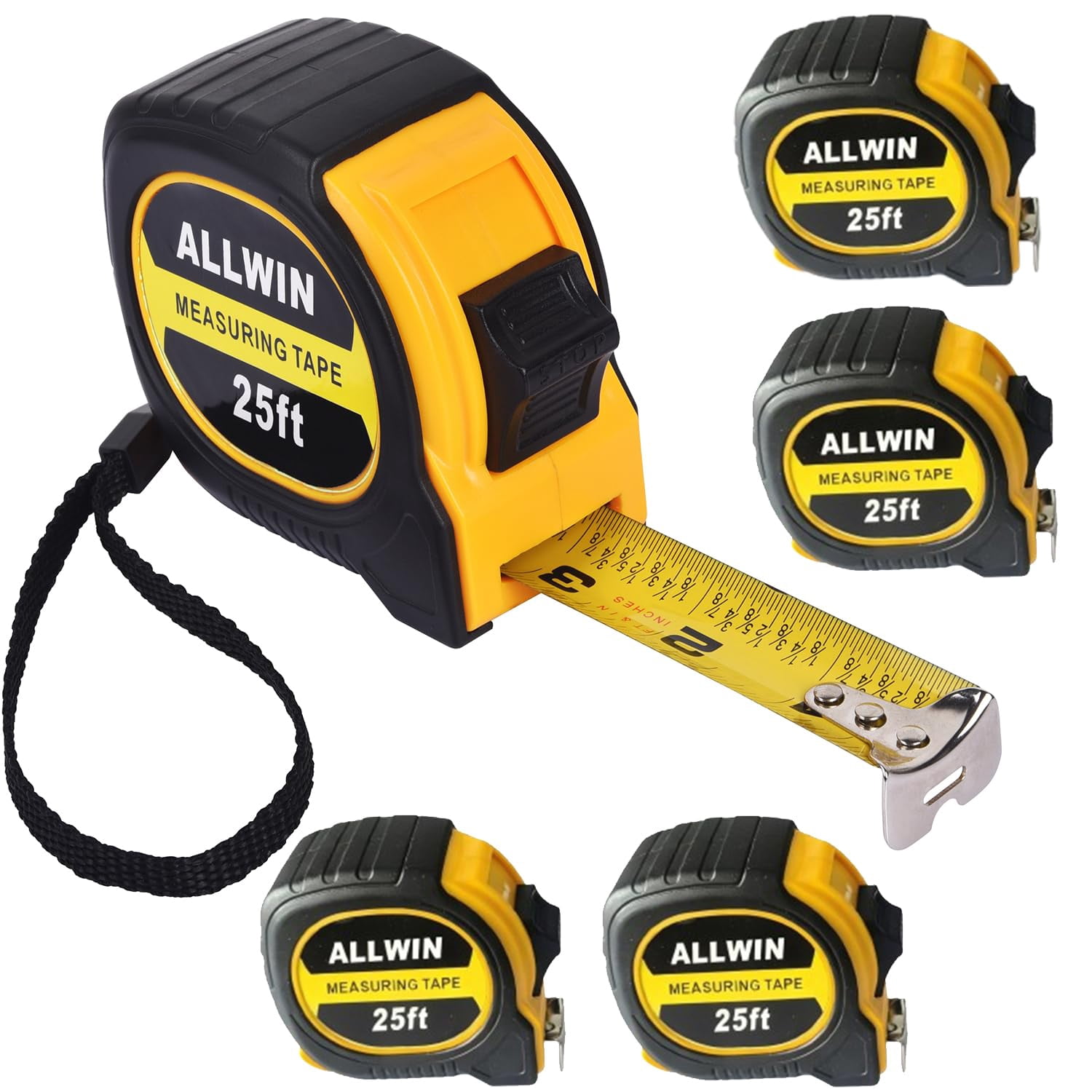 5 Pack Tape Measure 25 ft, Easy Read Measuring Tape with Fractions 1/8 ...