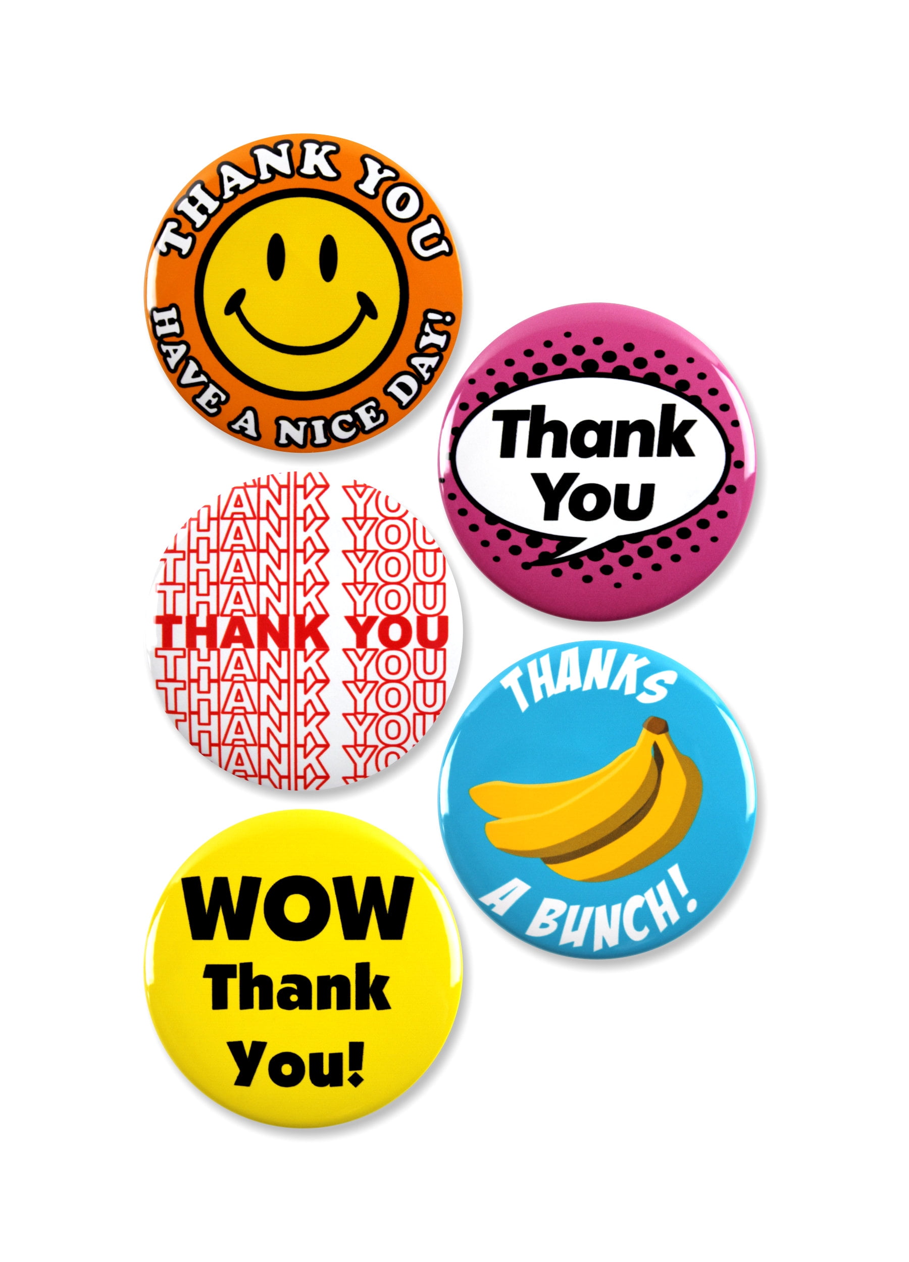 5 Pack - Thanks A Bunch Appreciation Thank You Pinback Buttons - 2.25 ...