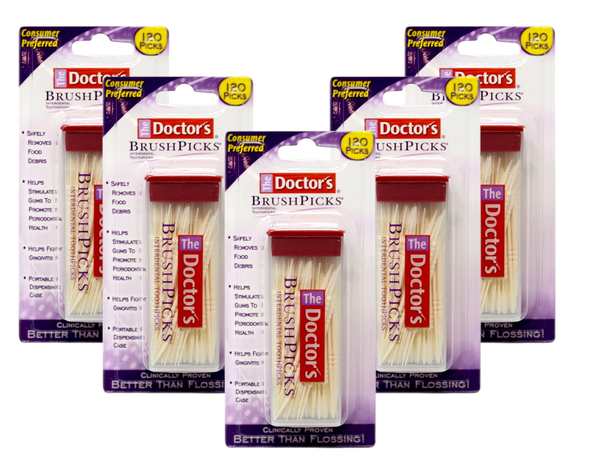 5 Pack - The Doctor’s BrushPicks, Interdental Brushes and Dental Pick 2 ...