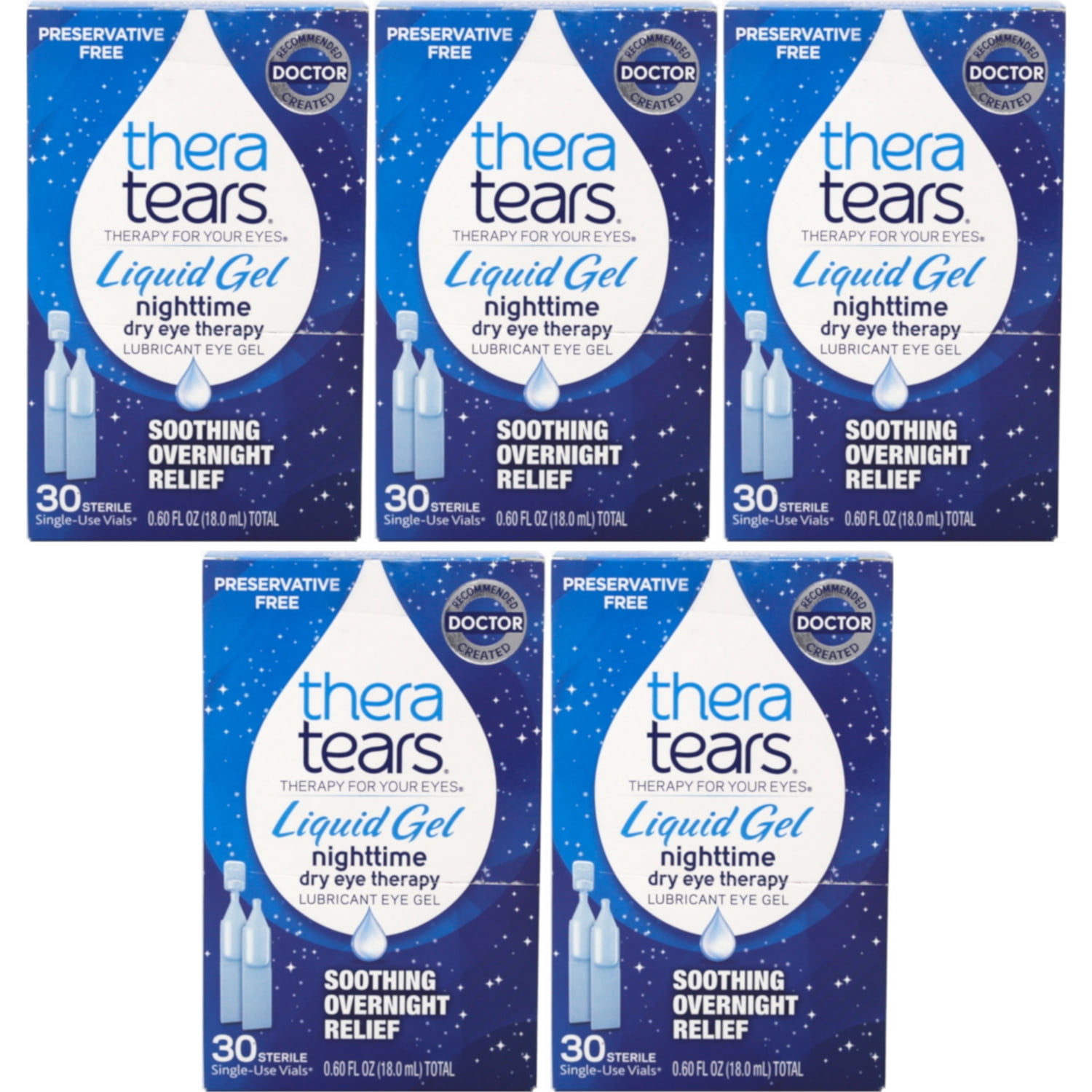 TheraTears 5 Pack - Liquid Gel Nighttime Dry Eye Therapy, Single-Use ...