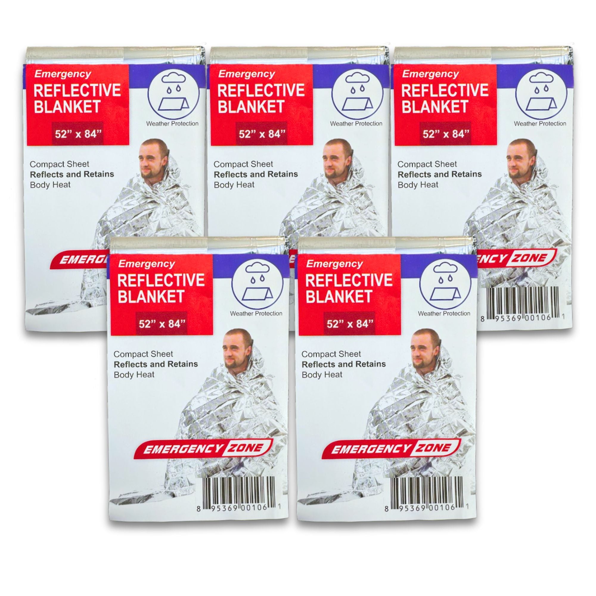 [5 Pack ] Thermal Reflective Emergency Blanket 52”x84” | Mylar Survival ...