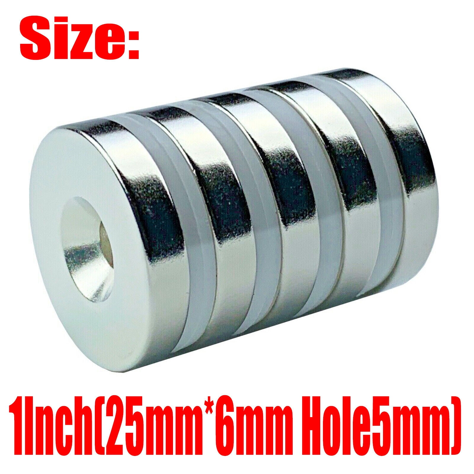 5 Pack Thicker Strong Magnets Countersunk Ring 1 Inch Large Rare Earth ...