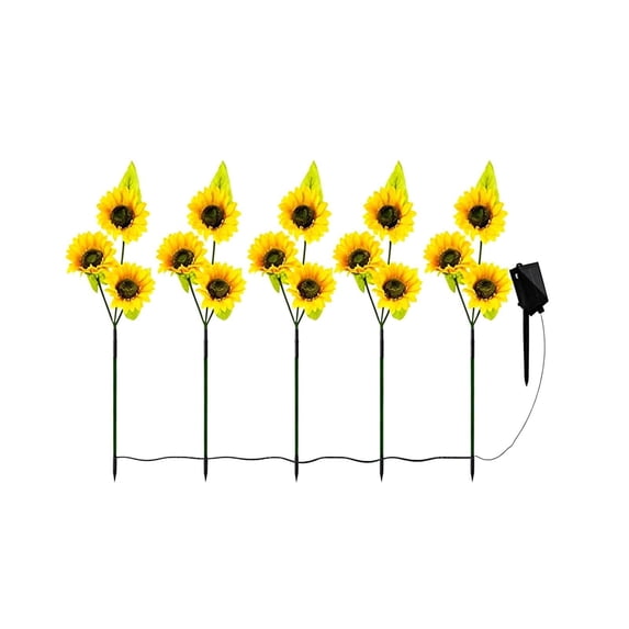5 Pack Three Head Solar Flower Lights, Outdoor Waterproof Solar Lamp ...