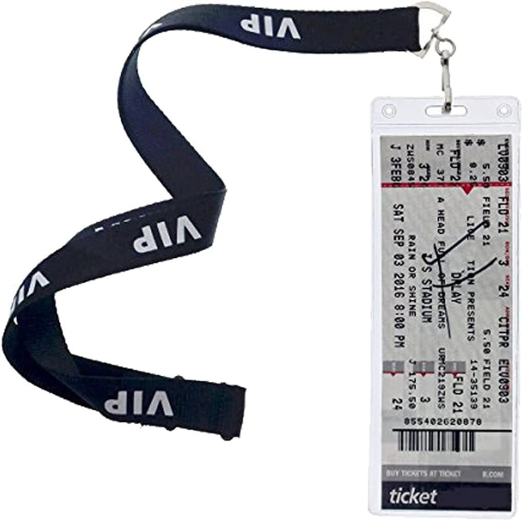 5 Pack - Ticket Stub Holder Display Sleeves with VIP Lanyards - 2 ⅛ X 5 ...