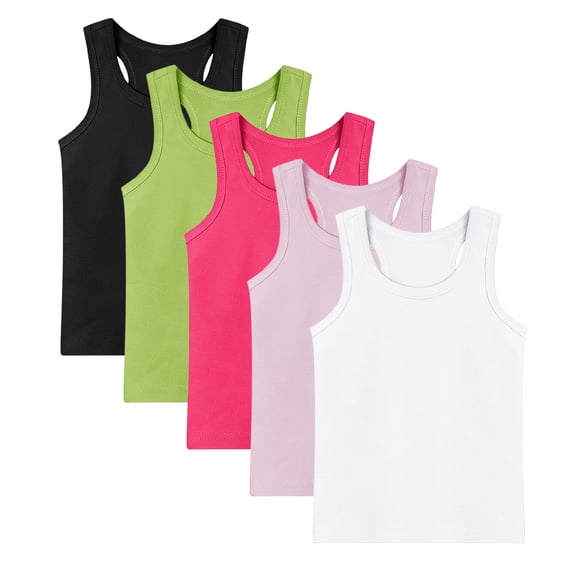 5-Pack Toddler Girls Basic Racerback Tank Tops Versatile Solid ...