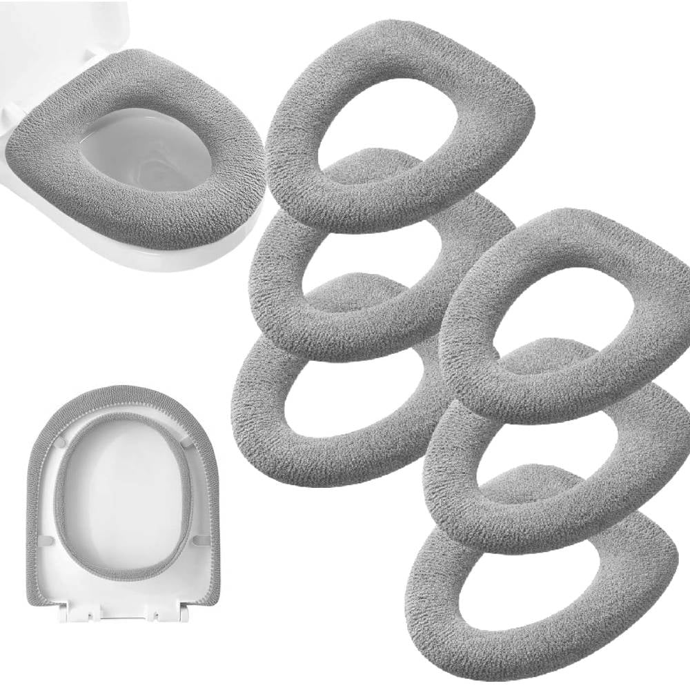 5 Pack Toilet Seat Cover Pads, Bathroom Soft Thicker Warmer Washable ...