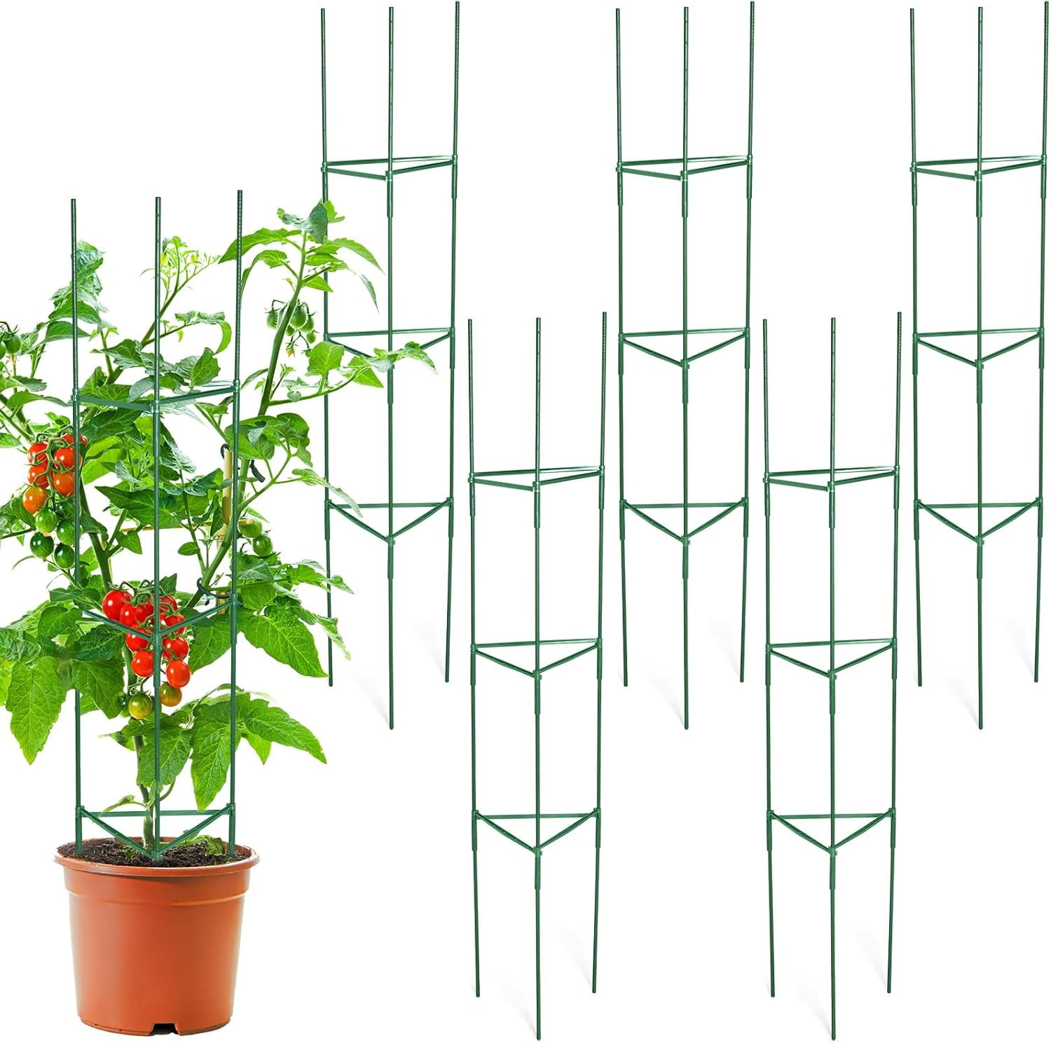 5 Pack Tomato Cages for Garden 47 Inch Metal Tomato Cages Heavy Duty ...