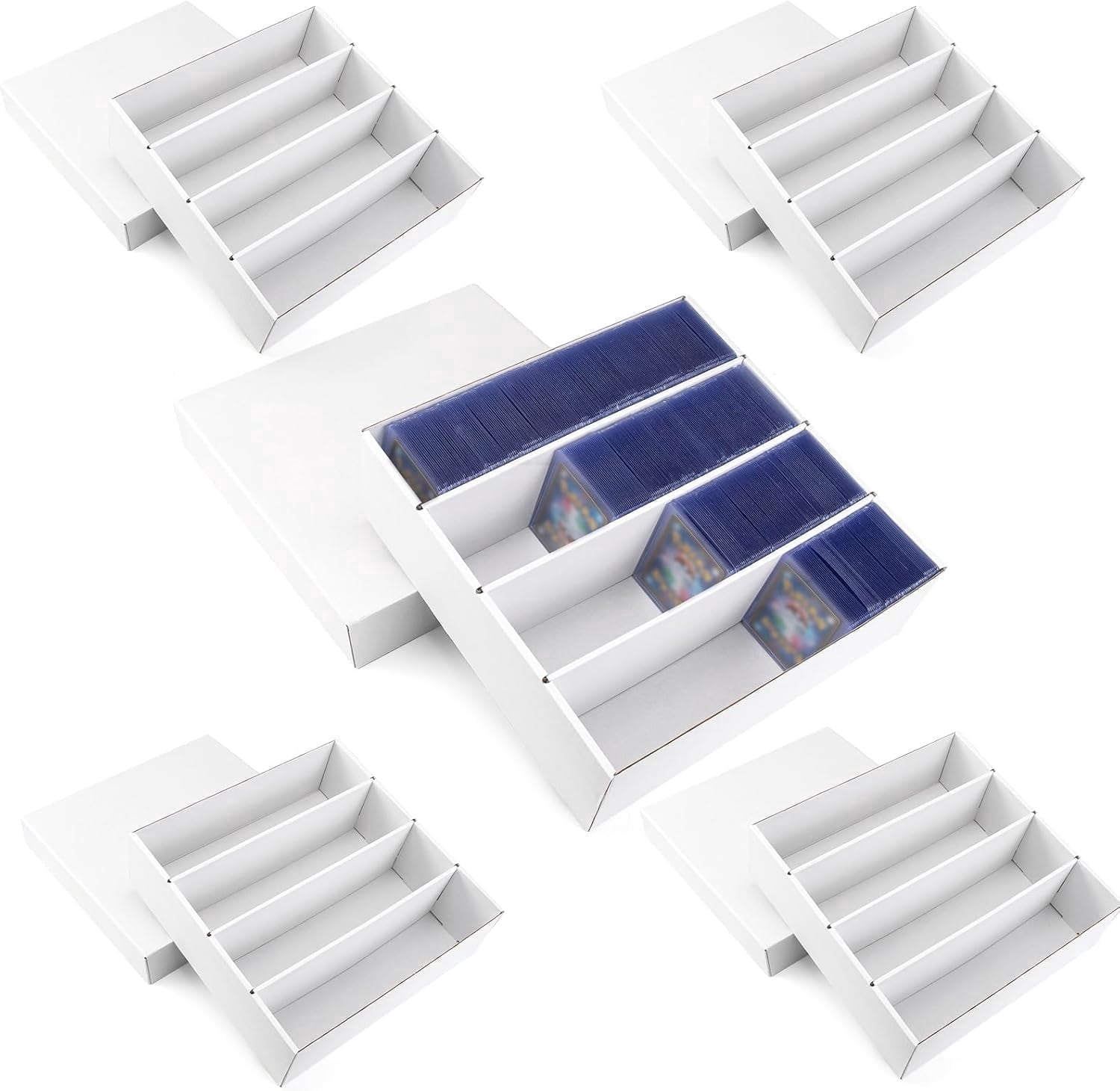 5 Pack Toploader Trading Card Storage Box, 4 Row 3200 Count White ...