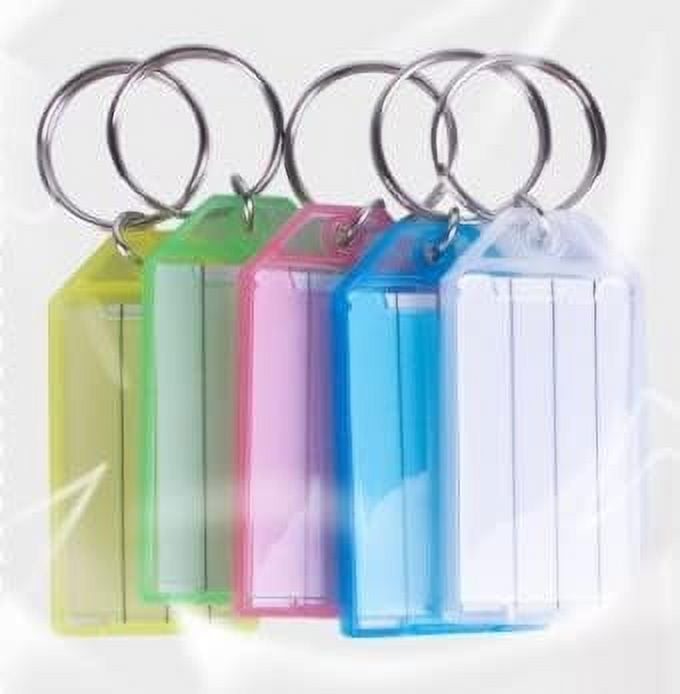 5 Pack Tough Plastic Key Tags with Split RingWindow, Keychain withKey ...