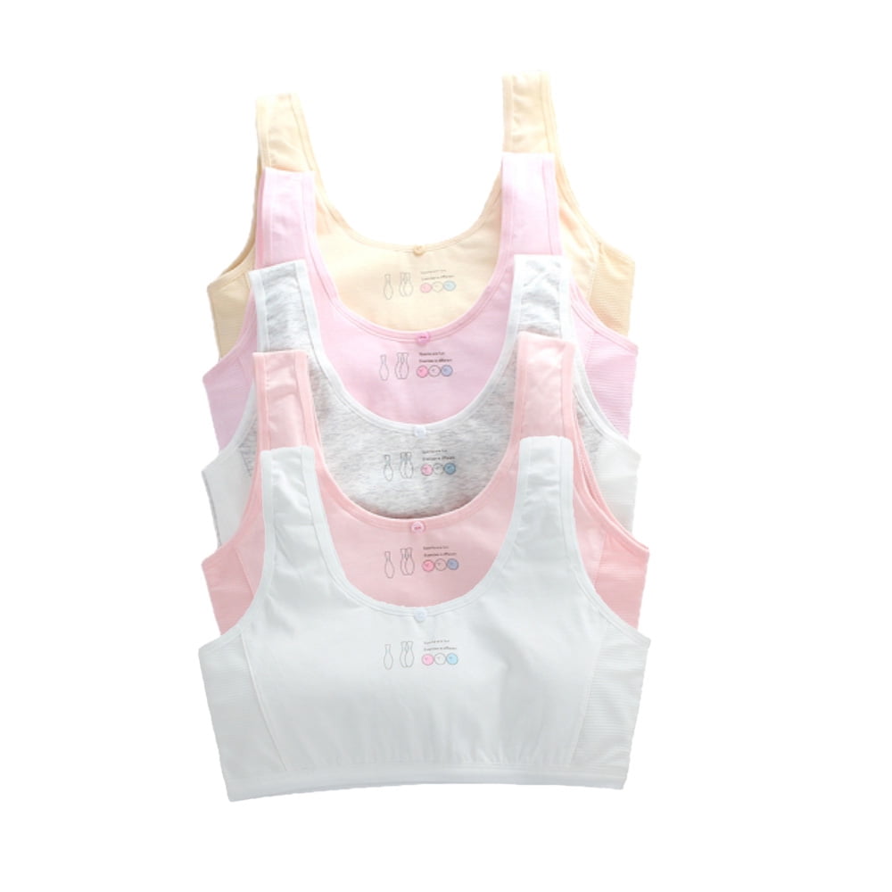 5 Pack Training Bras for Girls Seamless Cami Bralettes Sports Bra Kids ...