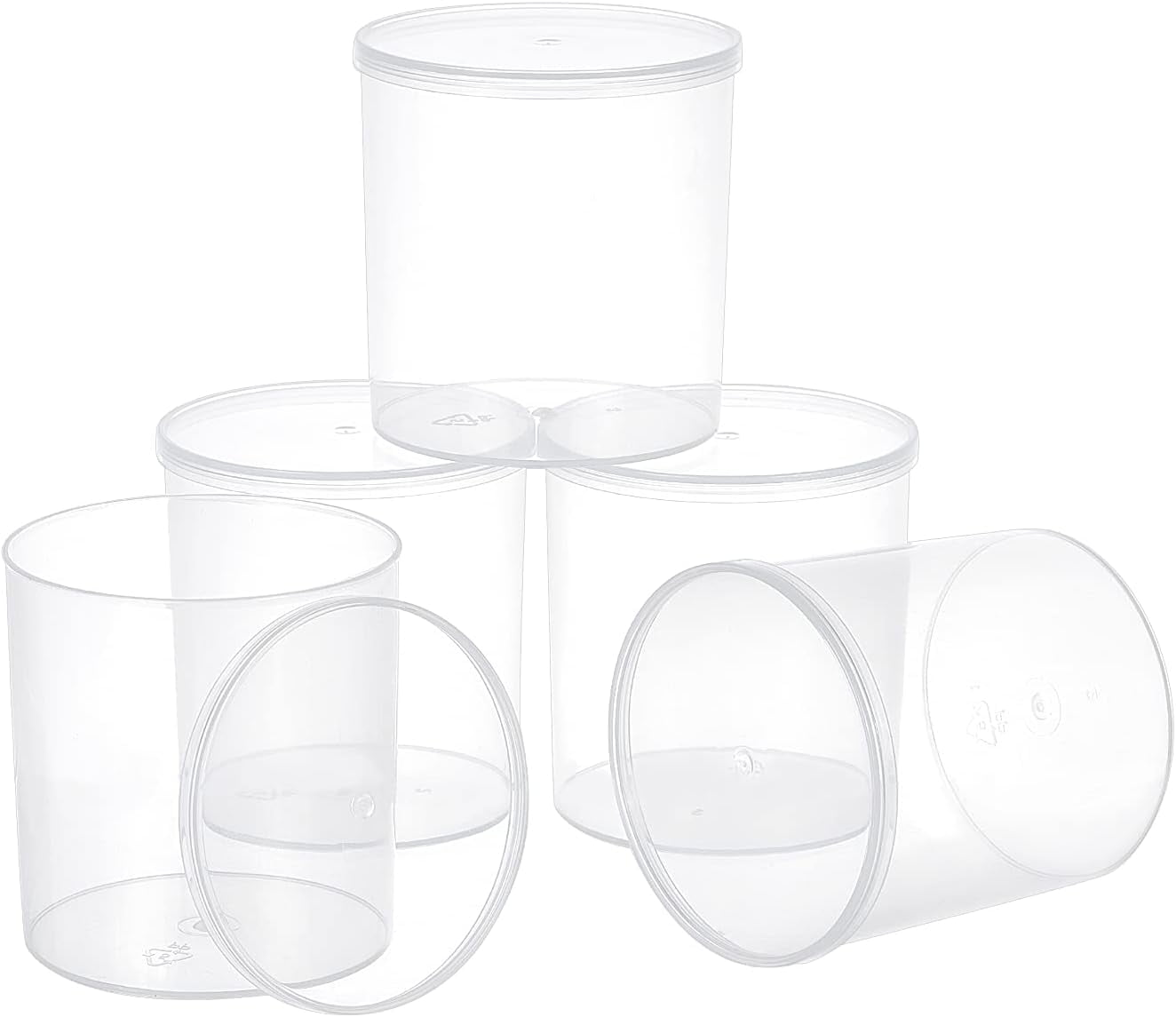 5 Pack Transparent Column Plastic Bead Containers with Hinged Lids ...