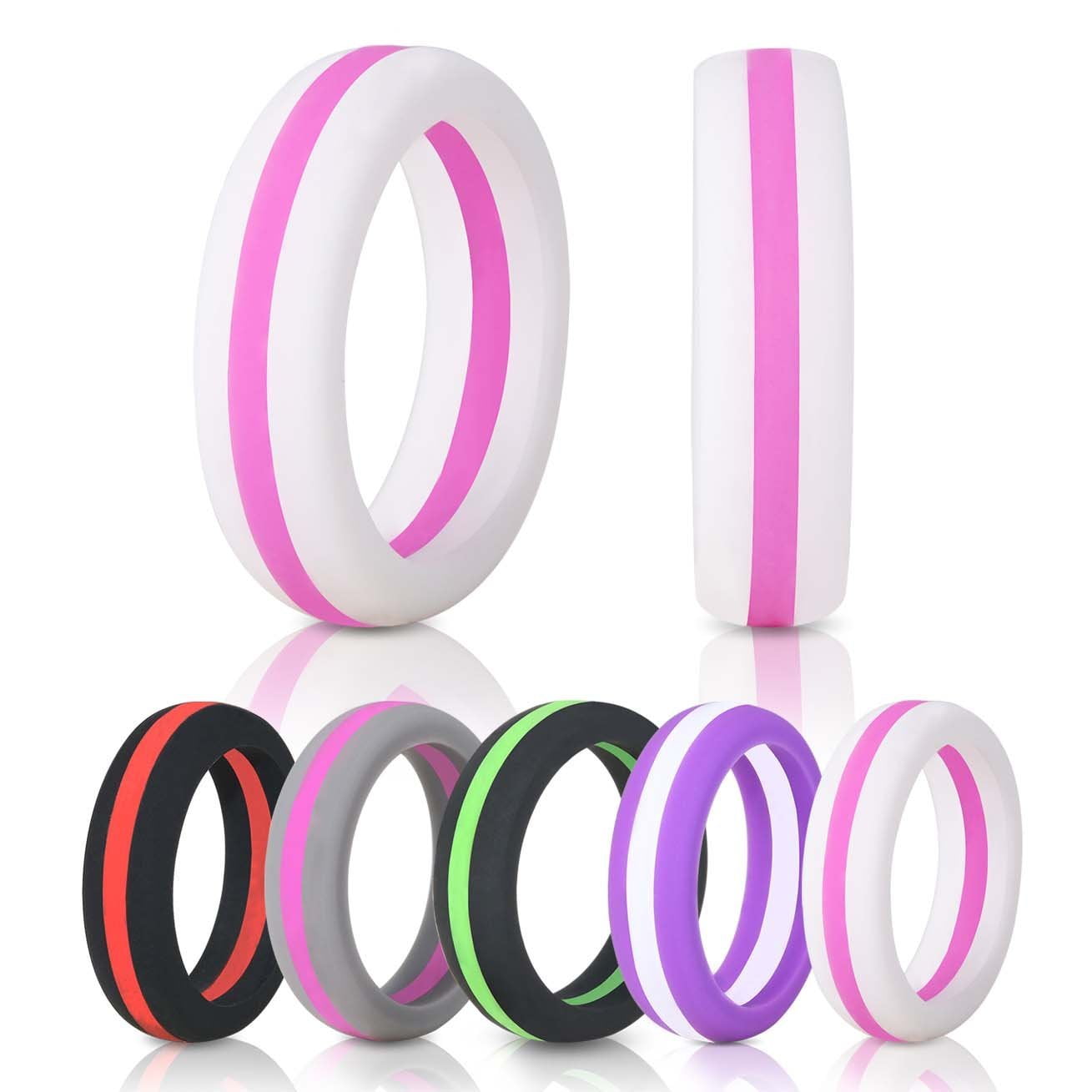 5-Pack Tri-Color Style Silicone Rings, Replacement Wedding Rings and ...
