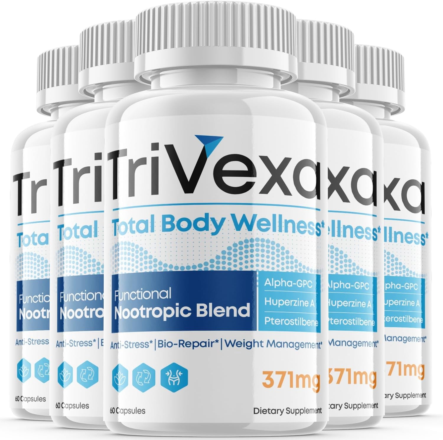(5 Pack) TriVexa - Total Body Wellness - Dietary Supplement for Focus, Memory, Clarity, & Energy ...