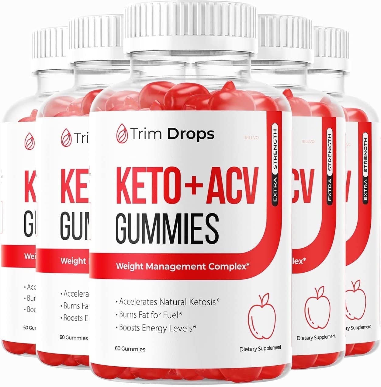 5 Pack Trim Drops Keto ACV Gummies Trim Drops Apple Cider Vinegar Keto ...