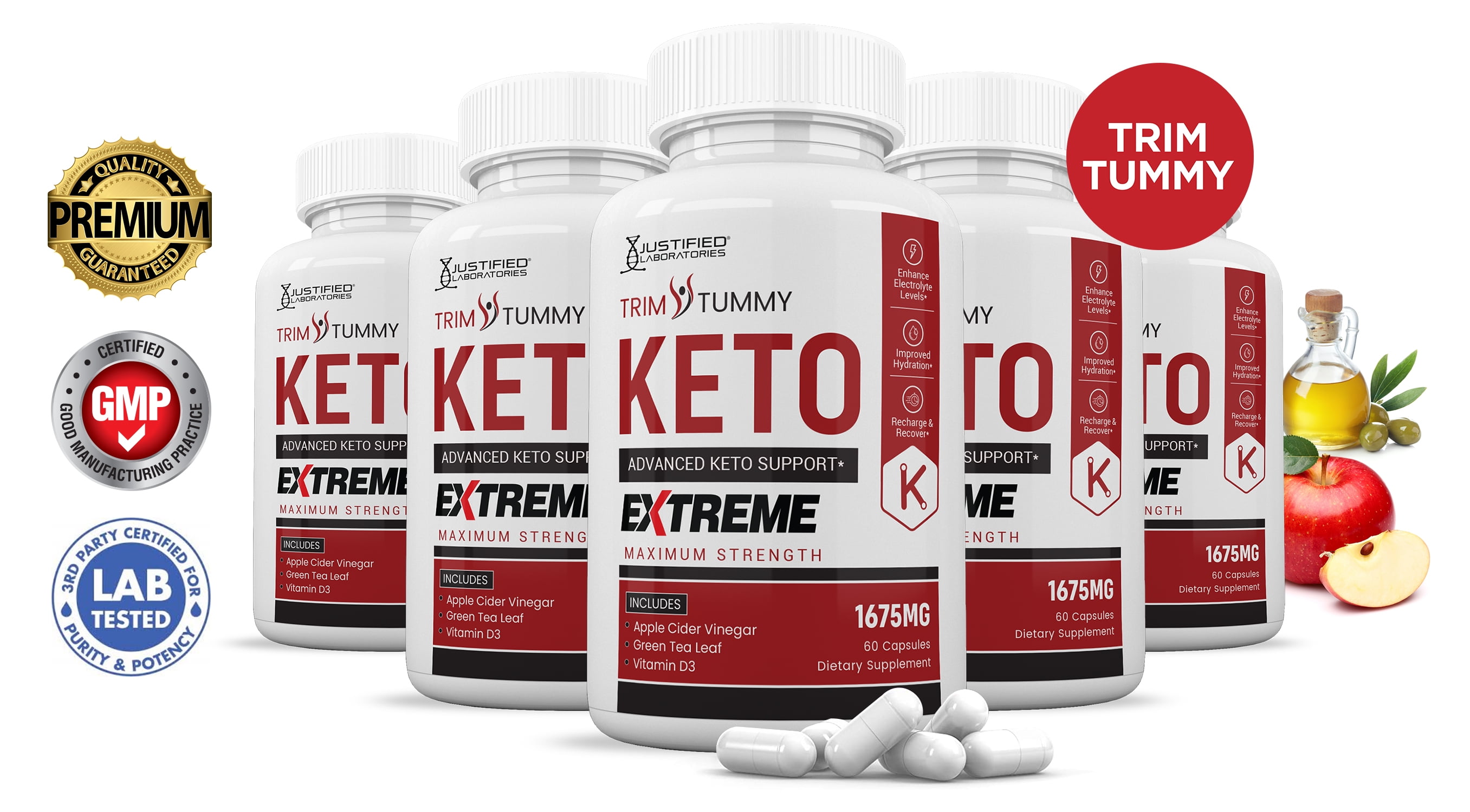 (5 Pack) Trim Tummy Keto ACV Extreme Pills 1675mg Alternative to ...