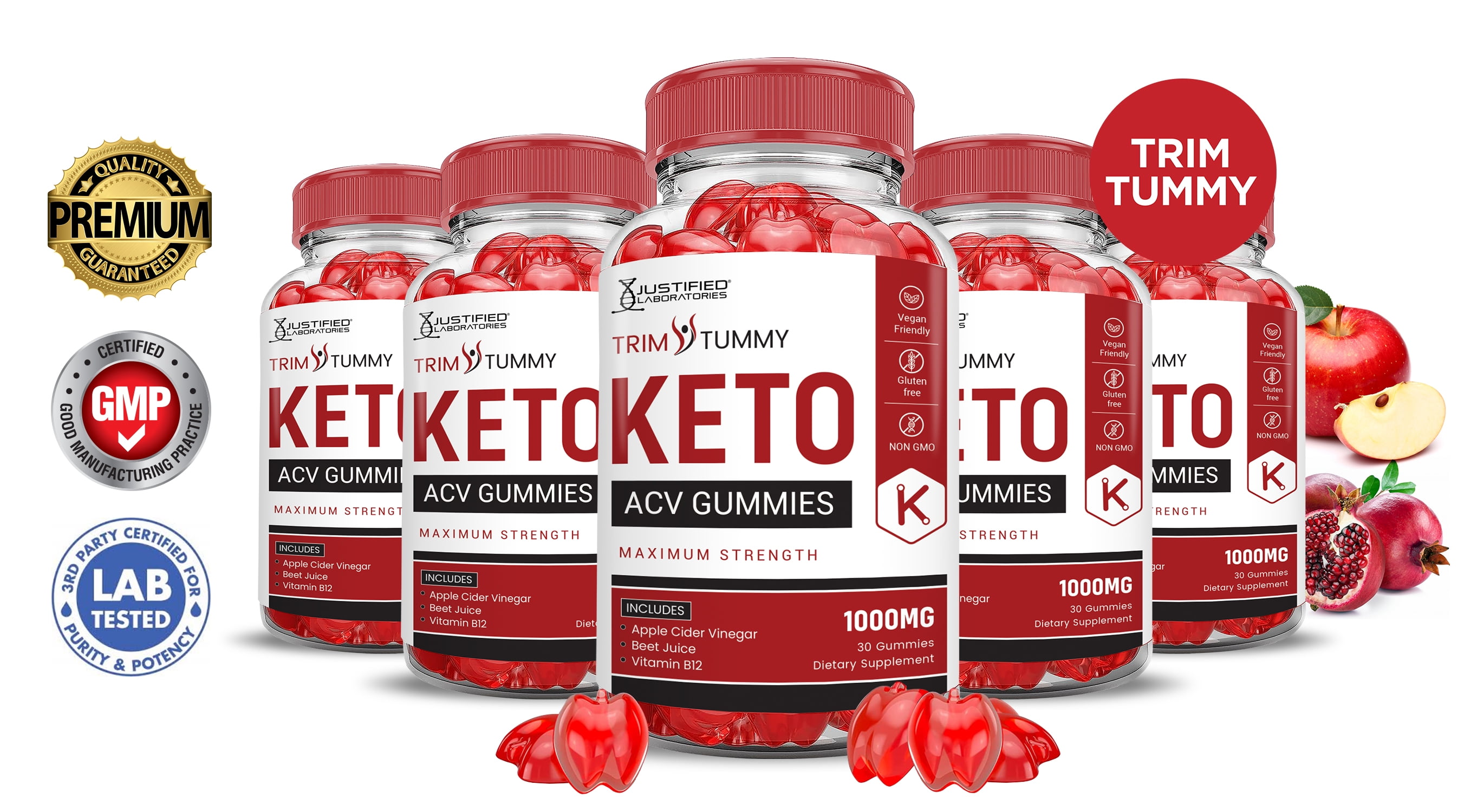 (5 Pack) Trim Tummy Keto ACV Gummies 1000MG Dietary Supplement 300 ...