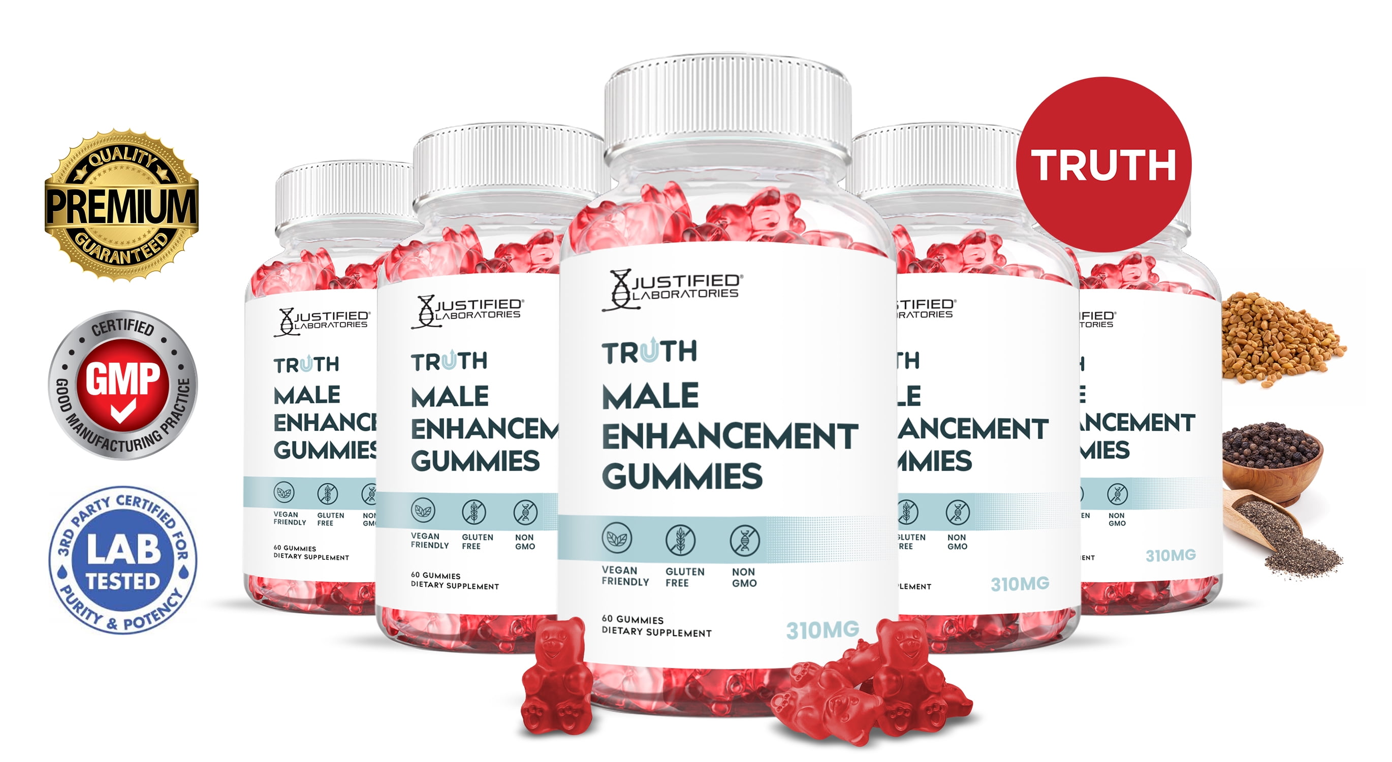 (5 Pack) Truth Male Enhancement Gummies 310MG 300 Gummys - Walmart.com