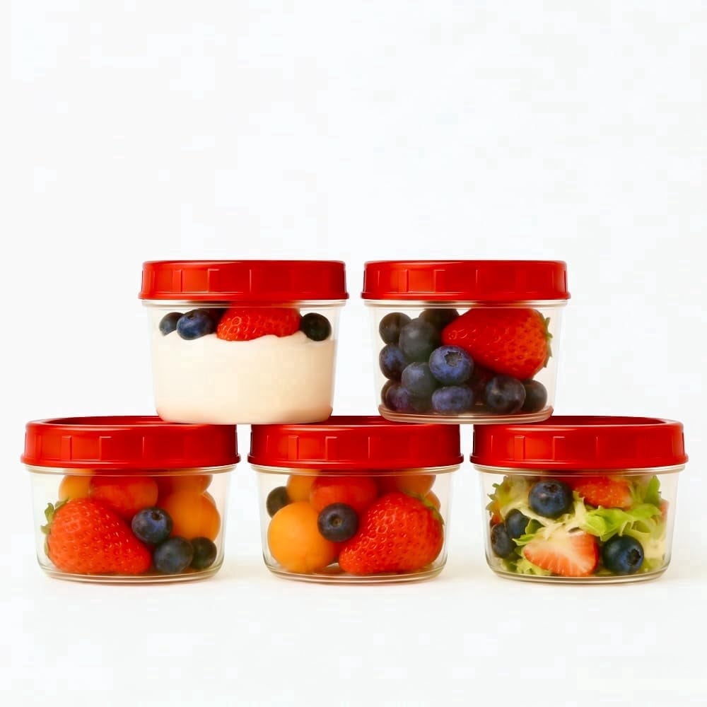 5 Pack Twist cap Containers Clear Bottom With Red Top Screw on Lids ...