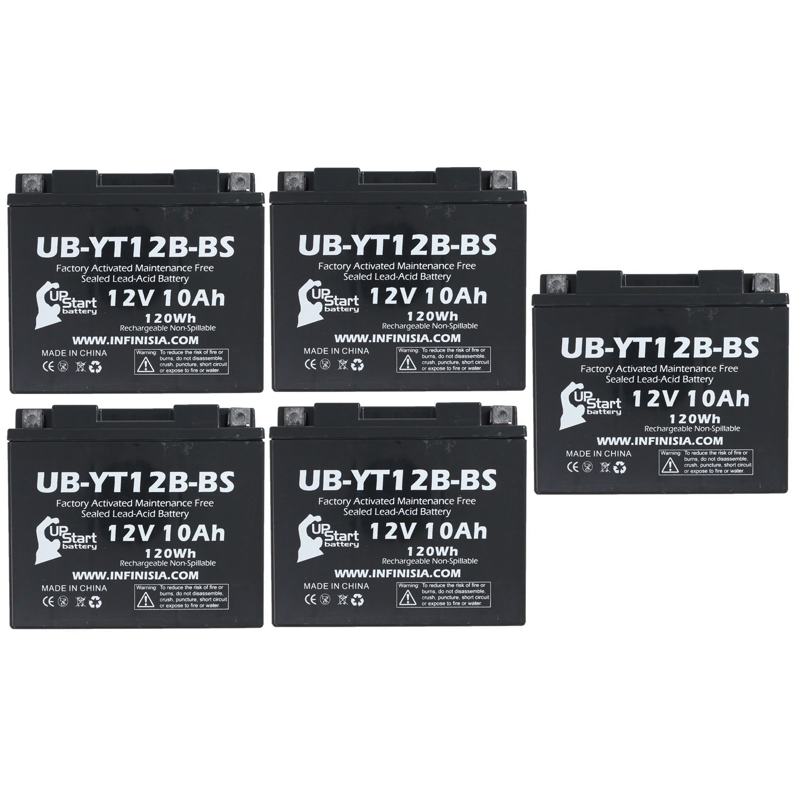 5-Pack UB-YT12B-BS Battery Replacement for 2012 Triumph Tiger 1050 CC ...