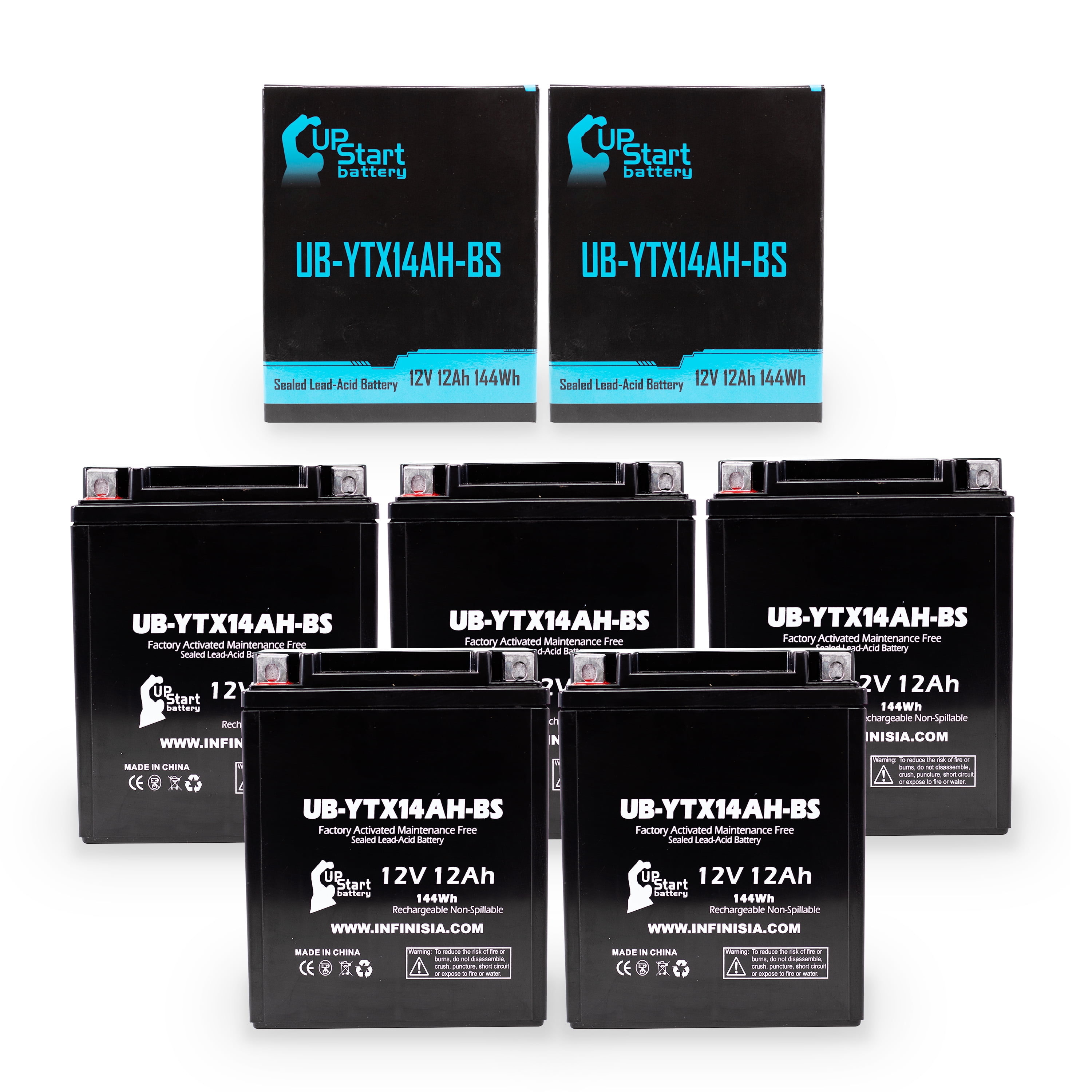 5-Pack UB-YTX14AH-BS Battery Replacement for 1986 Polaris All Models ...